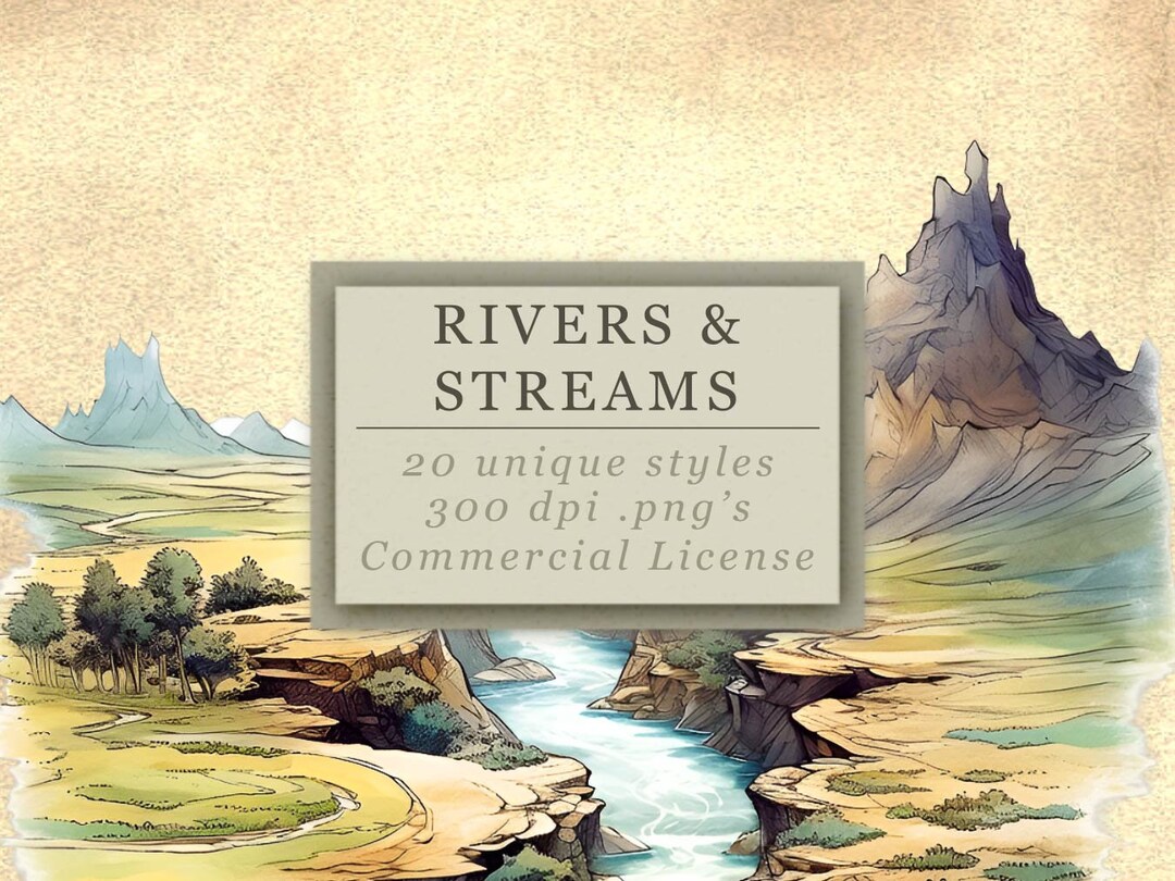 Rivers & Streams Clip Art Collection for Art and Design, Watercolor ...