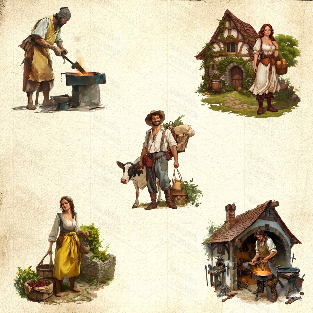 Human Villagers NPC Clip Art Collection for Art and Design, RPG ...