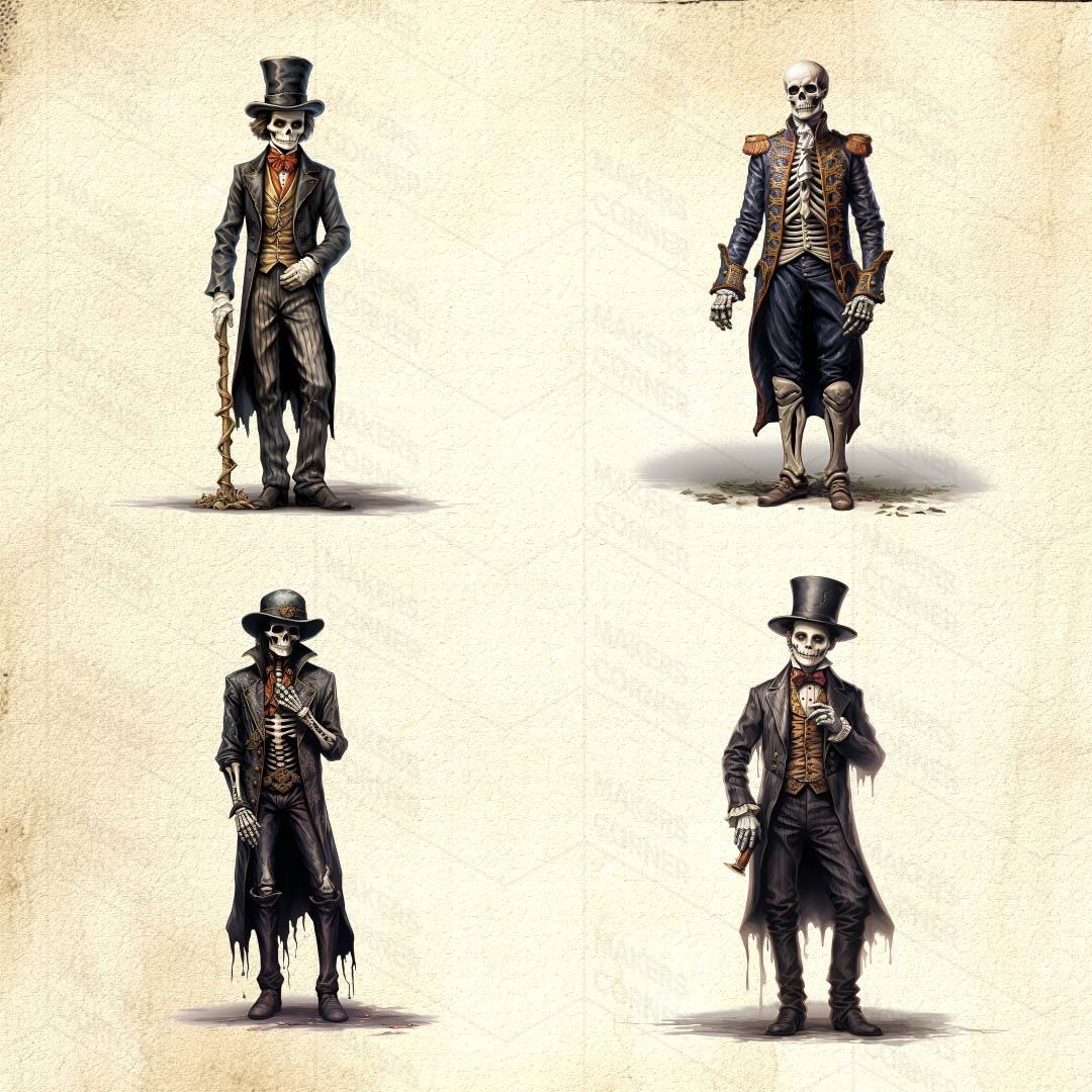 Funky Skeletons Clip Art Collection for Art and Design, Halloween ...