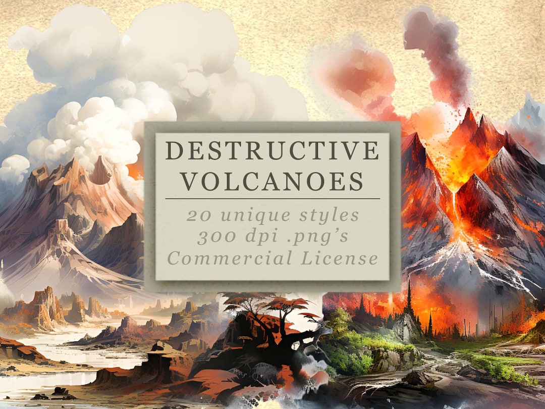 Destructive Volcanoes Clip Art Collection for Art and Design ...
