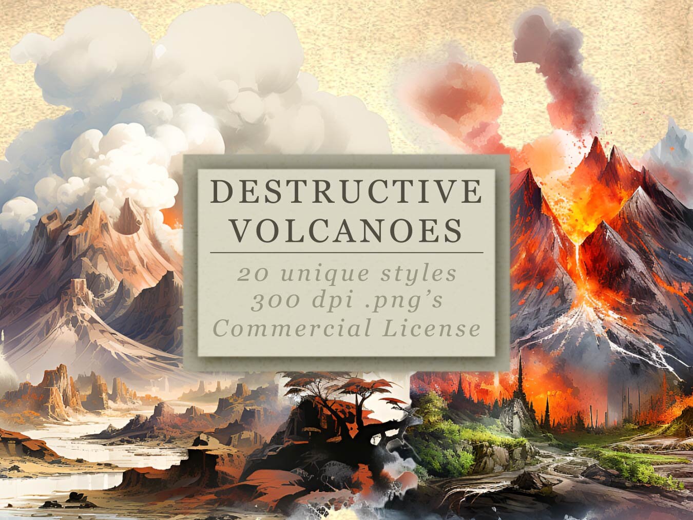 Destructive Volcanoes Clip Art Collection for Art and Design ...