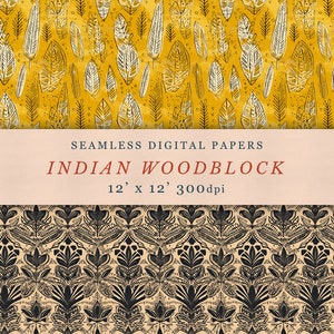Indian Woodblock Digital Design Papers, Seamless Pattern, Repeating ...