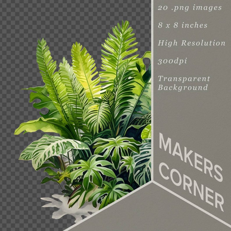 Tropical Rainforest Flora Clip Art Collection Stunning Watercolor ...