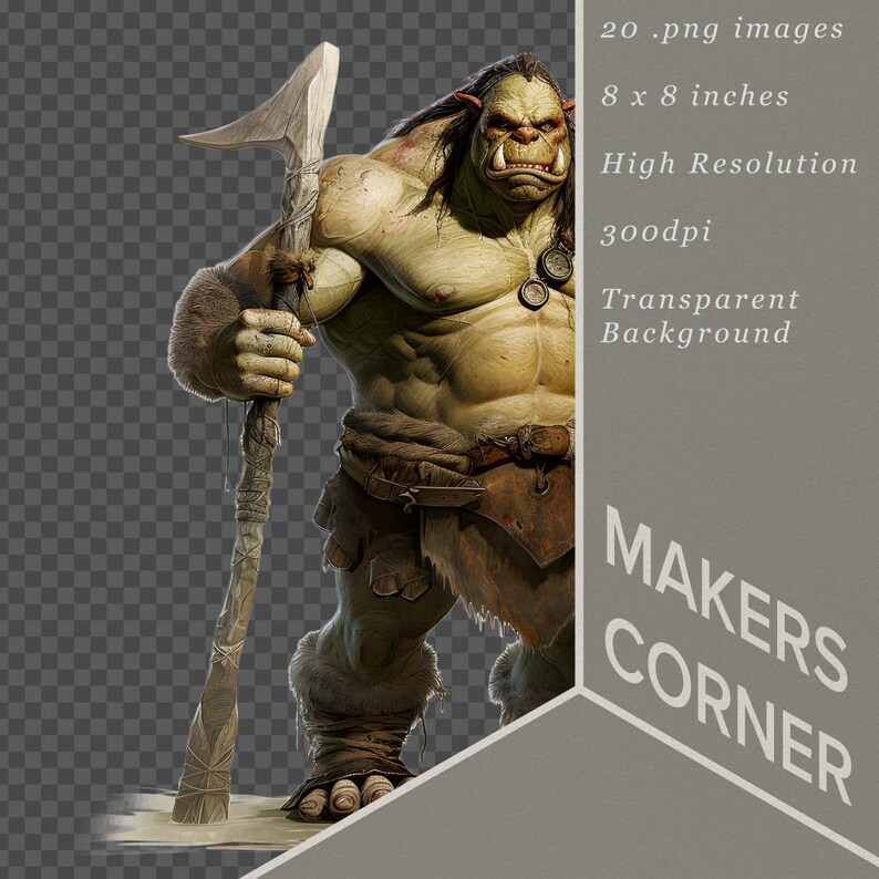 Monstrous Ogres Clip Art Collection for Art and Design, Games Night ...