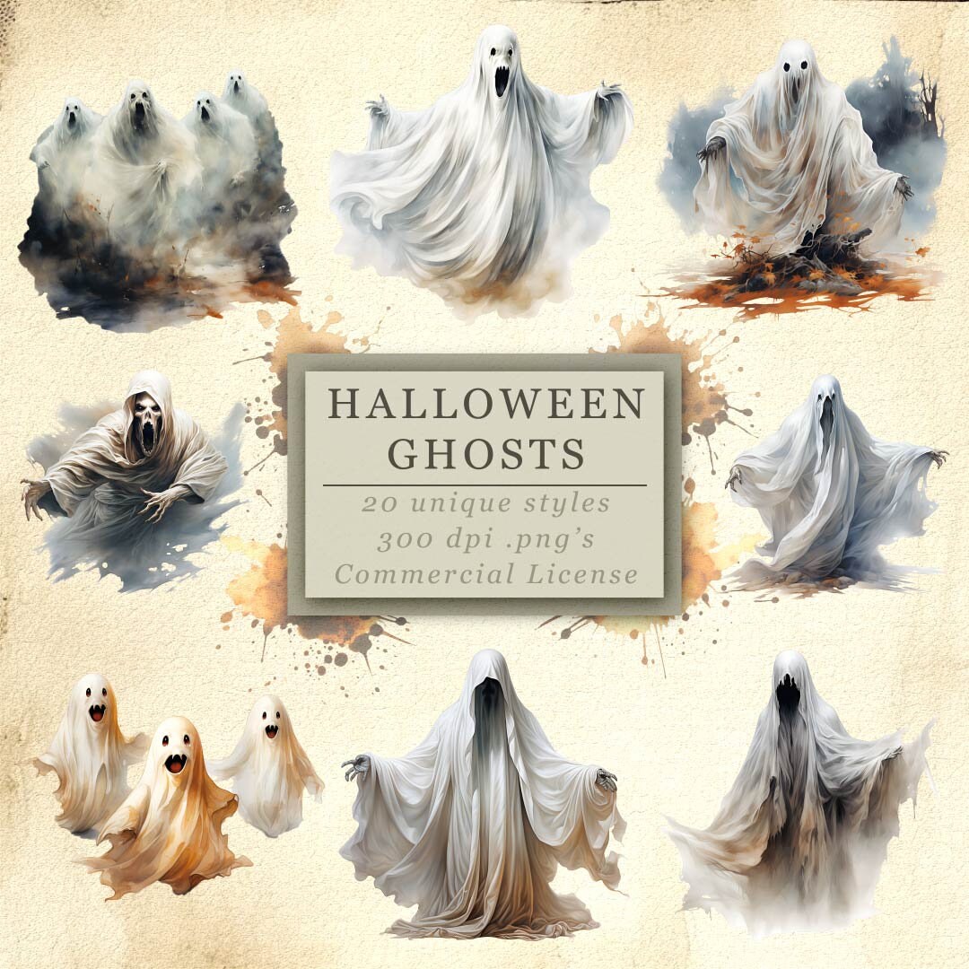 Scary Halloween Clip Art Bundle for Art and Design, Halloween Graphics ...