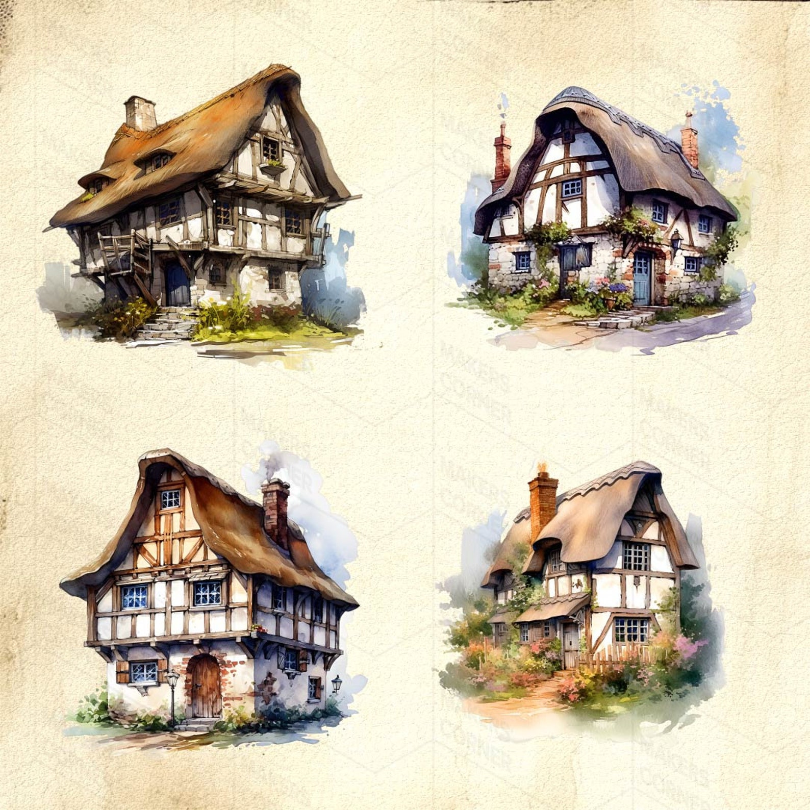 Medieval Cottages Clip Art Collection for Fantasy Art and Design ...