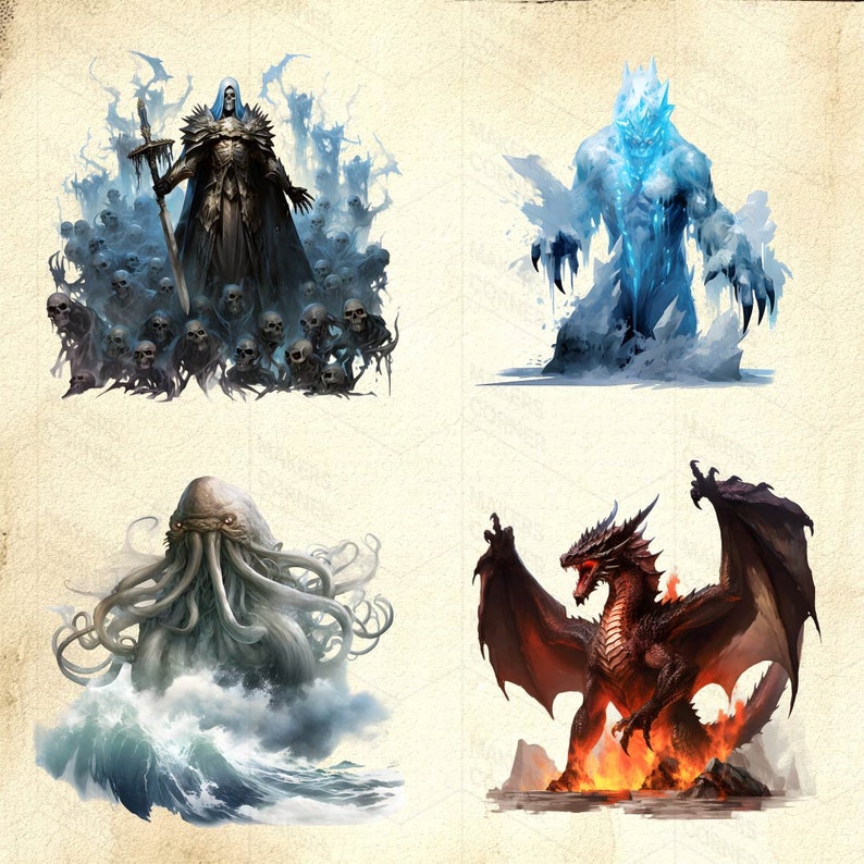 Fantasy RPG Bosses Clip Art Collection for Art and Design, Fantasy Art ...