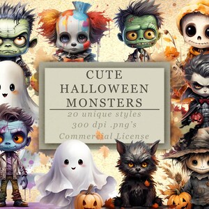 Cute Halloween Monsters Clip Art Collection for Art and Design ...