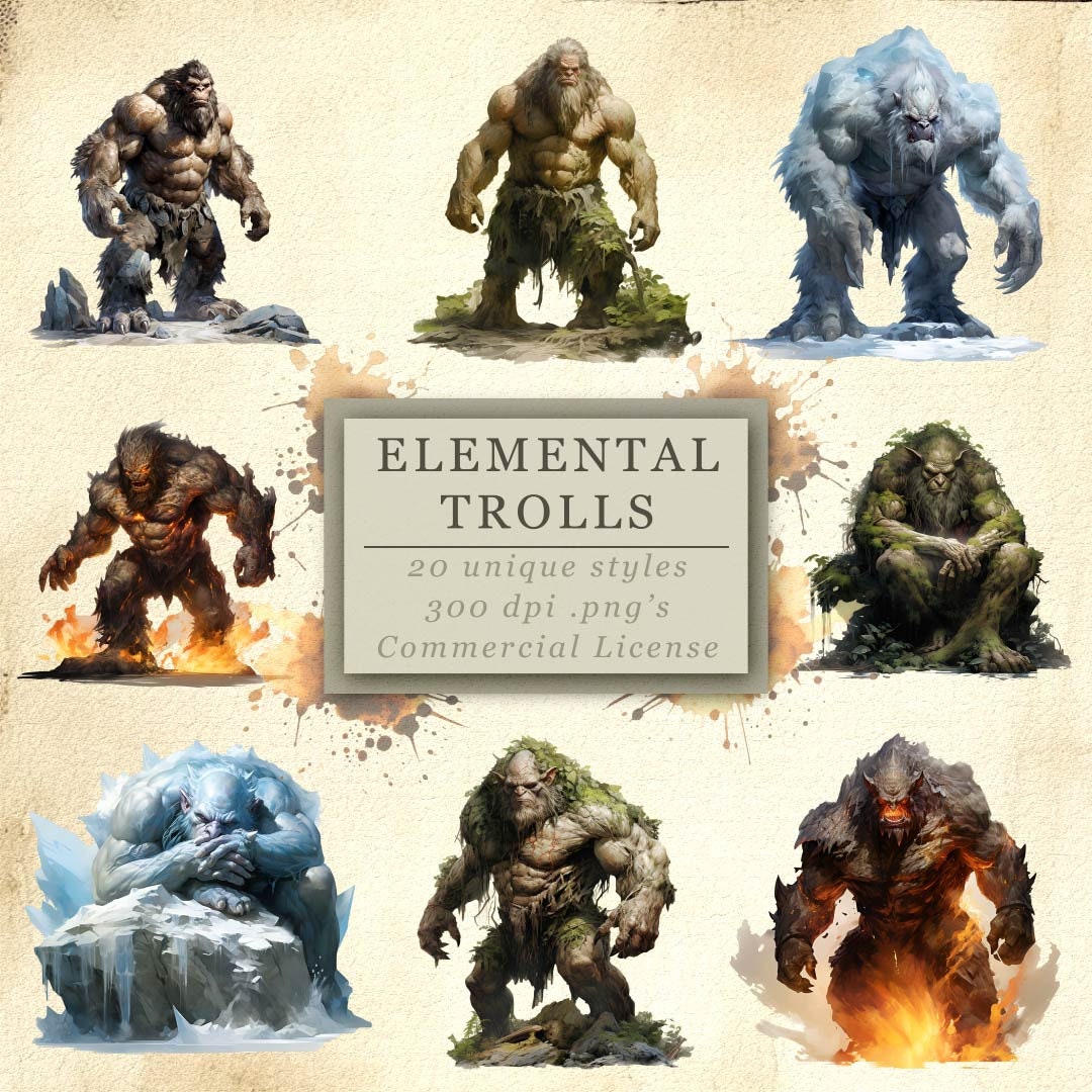 Elemental Trolls Clip Art Collection for Art and Design - Etsy