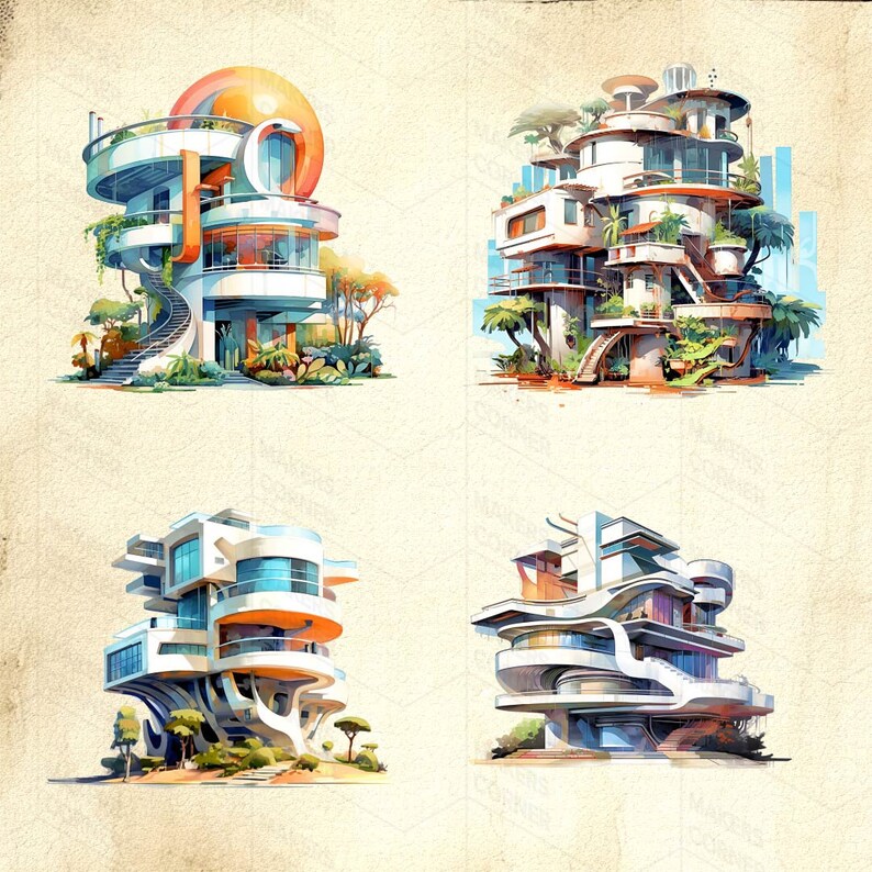 Neofuture Homes Clip Art Collection for Fantasy Art and Design ...