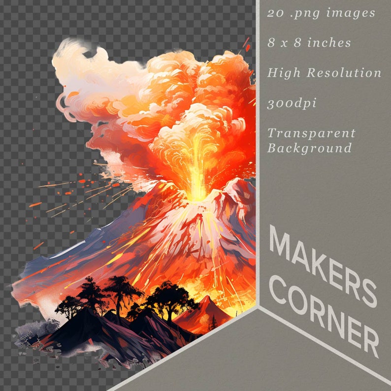 Destructive Volcanoes Clip Art Collection for Art and Design ...