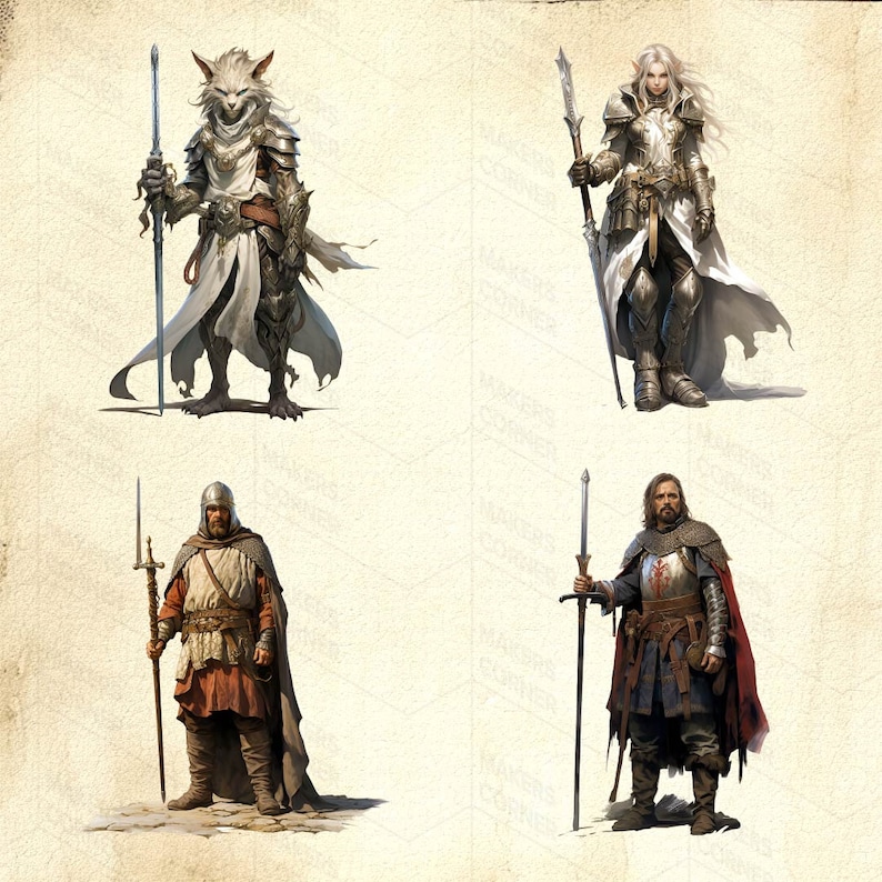 Ferocious Fighters Clip Art Collection for Art and Design, RPG, Games ...