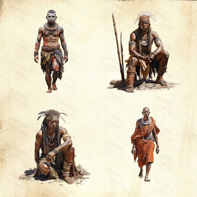 African Tribes People Clip Art Collection for Art and Design Indigenous ...