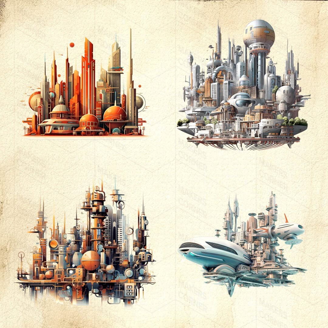 Neofuture Cities Clip Art Collection for Fantasy Art and Design ...