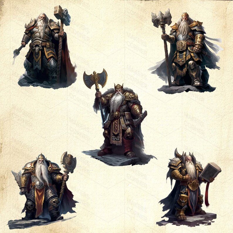 Honorable Dwarves Clip Art Collection for Art and Design, RPG Graphics ...