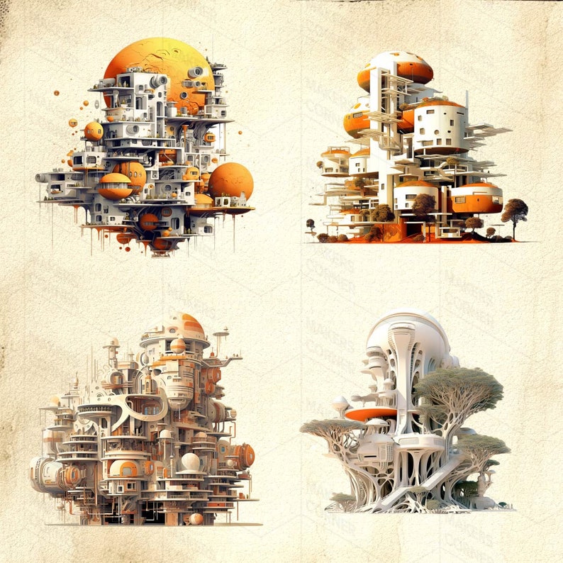 Homes of the Future Clip Art Collection for Fantasy Art and Design ...