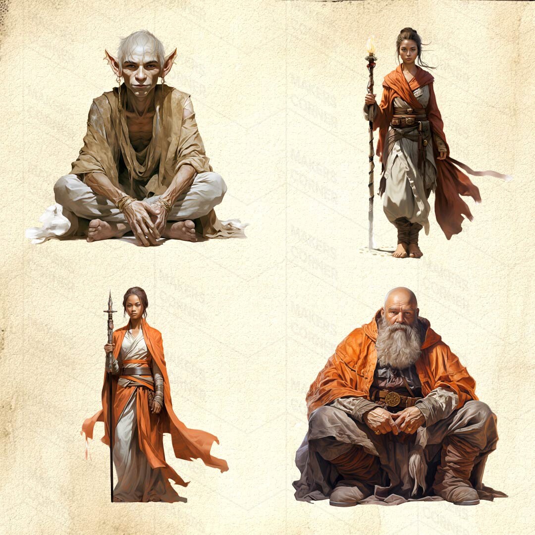 Devoted Monks Clip Art Collection for Art and Design, RPG Graphics ...