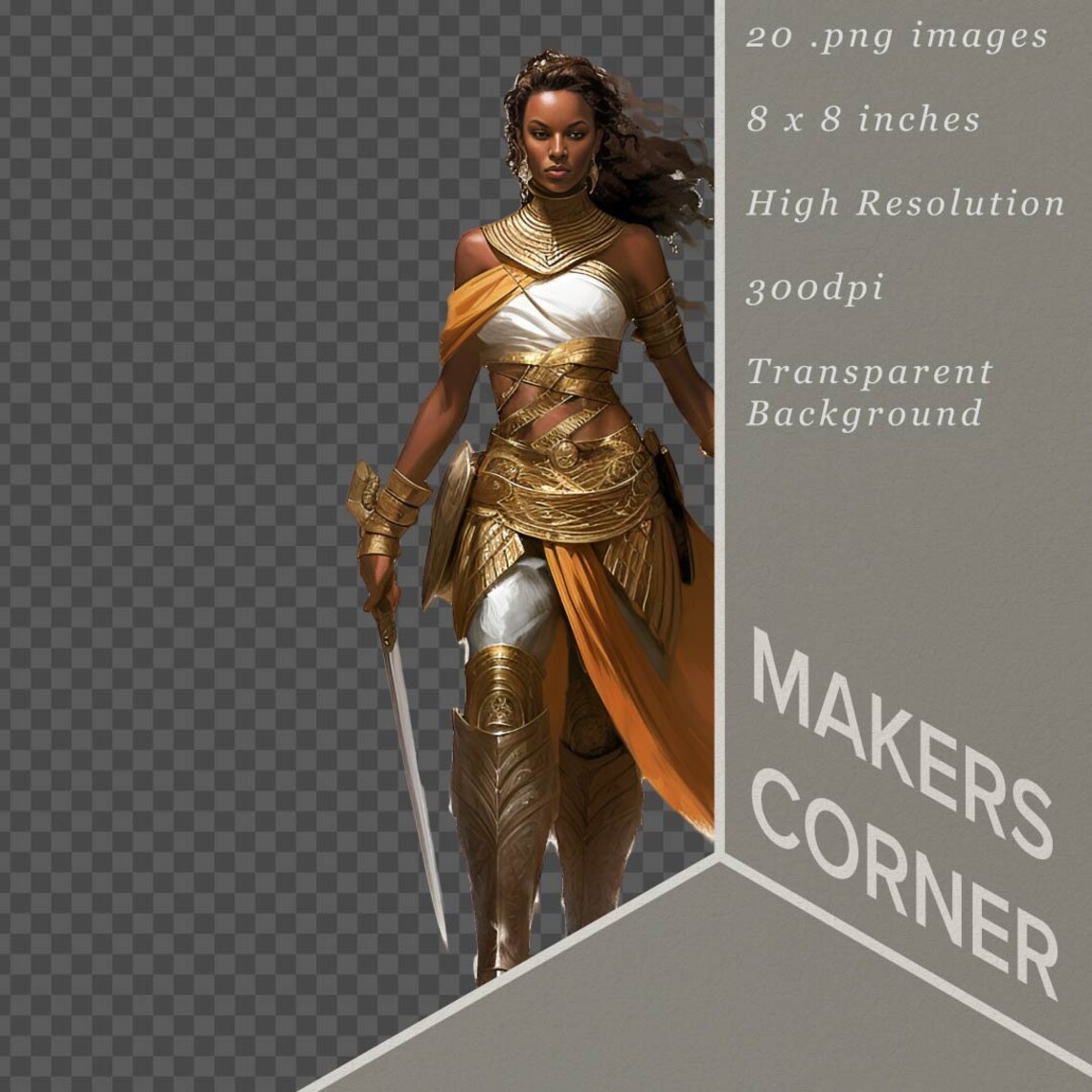 Black Female Knights Clip Art Collection for Art and Design, Fantasy ...