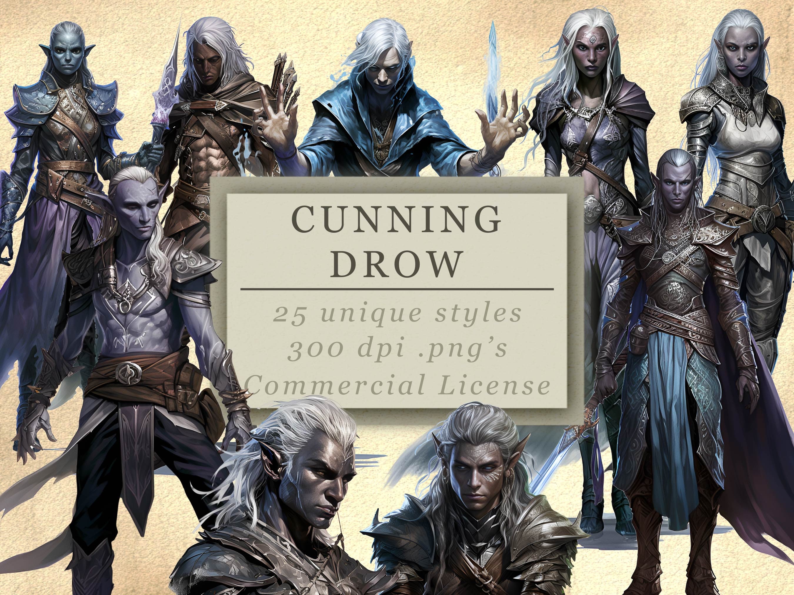 Cunning Drow Clipart Art Collection for Art and Design, Dark Elf ...