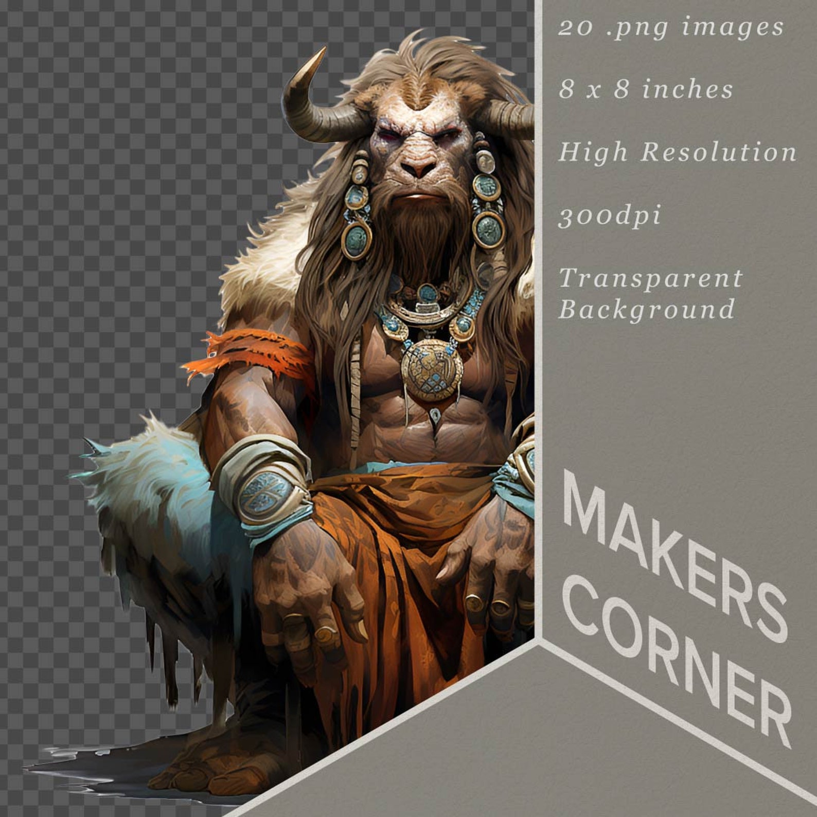 Tribe of the Bull-men Clip Art Collection for Art and Design, Games ...