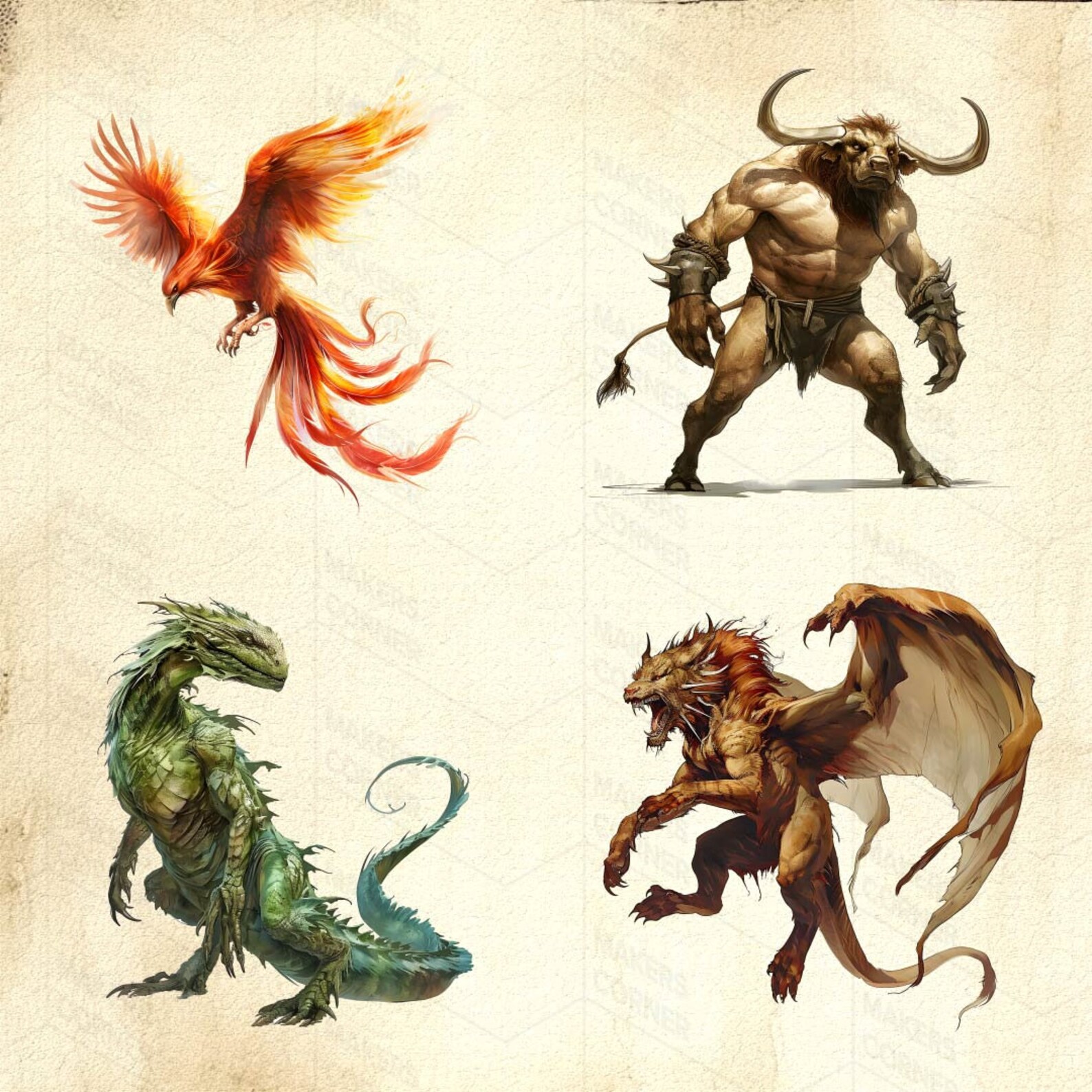 Mythical Creatures Clip Art Collection for Art and Design, Fantasy Art ...