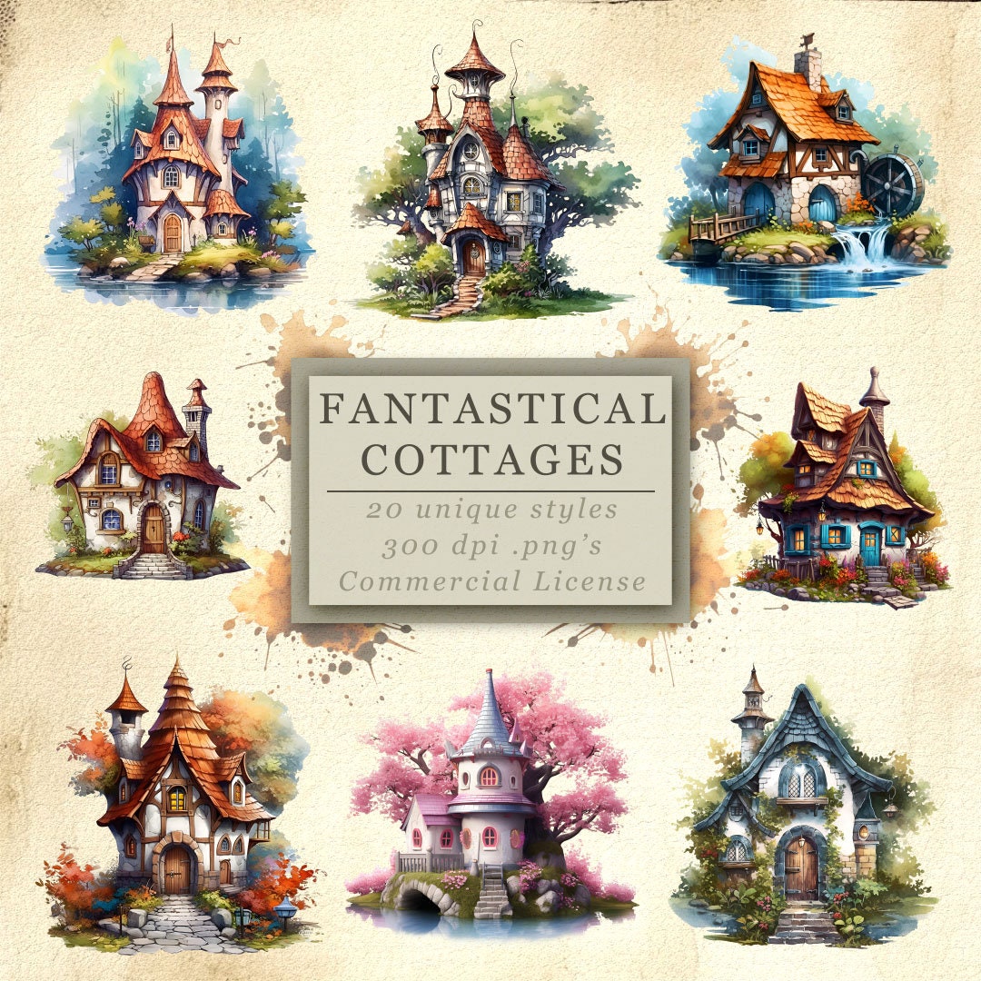 Fantastical Cottages Clip Art Collection for Fantasy Art and Design ...