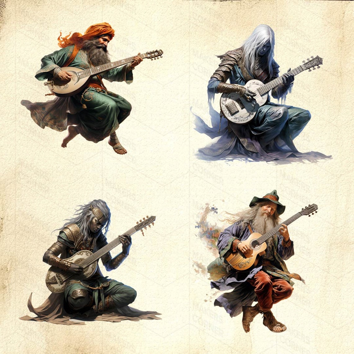 Performing Bards Clip Art Collection for Art and Design, RPG Graphics ...