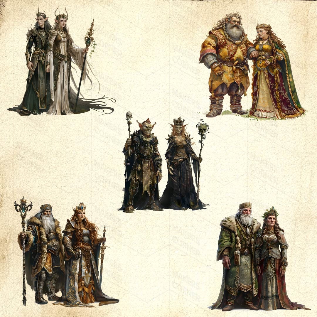 RPG Fantasy Kings & Queens NPC Clip Art Collection for Art and Design ...