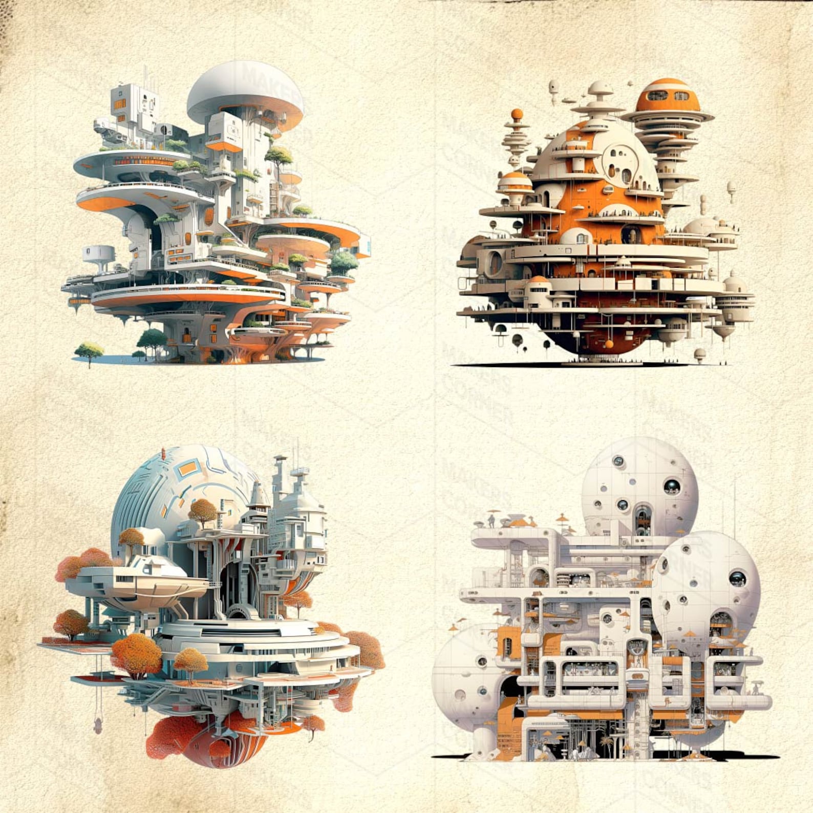 Homes of the Future Clip Art Collection for Fantasy Art and Design ...