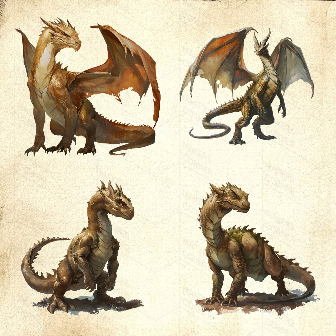 Enchanting Drakes & Dragons Clip Art Collection for Fantasy Art and ...