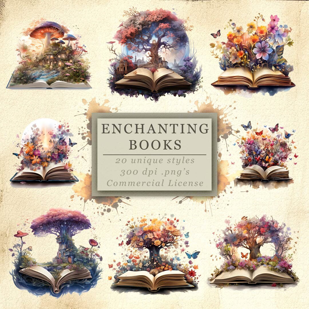 Enchanting Books Clip Art Collection - Fantasy Art, Whimsical Enchanted ...