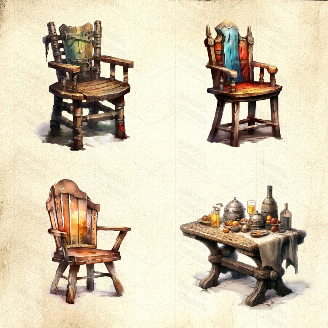 Fantastical Tavern Furniture Clip Art Collection for Fantasy Art and ...