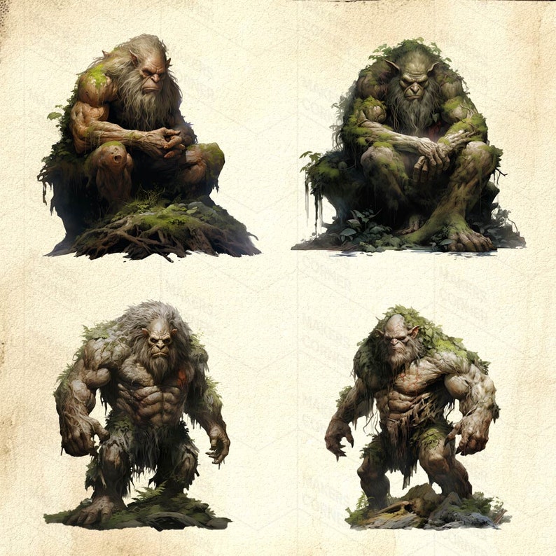 Elemental Trolls Clip Art Collection for Art and Design, Fantasy ...