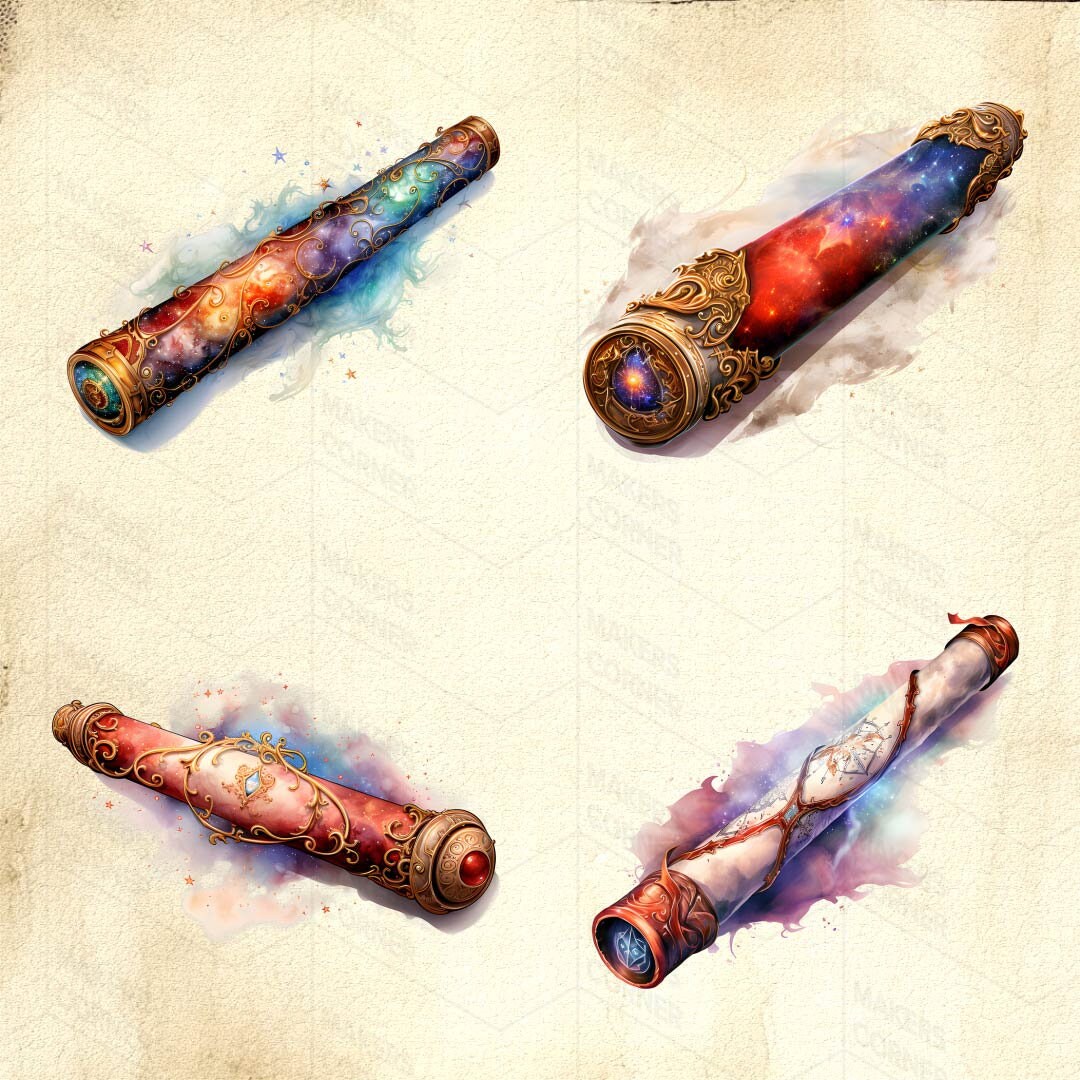 Magic Scrolls Clip Art Collection Fantasy Magical Graphics Digital ...