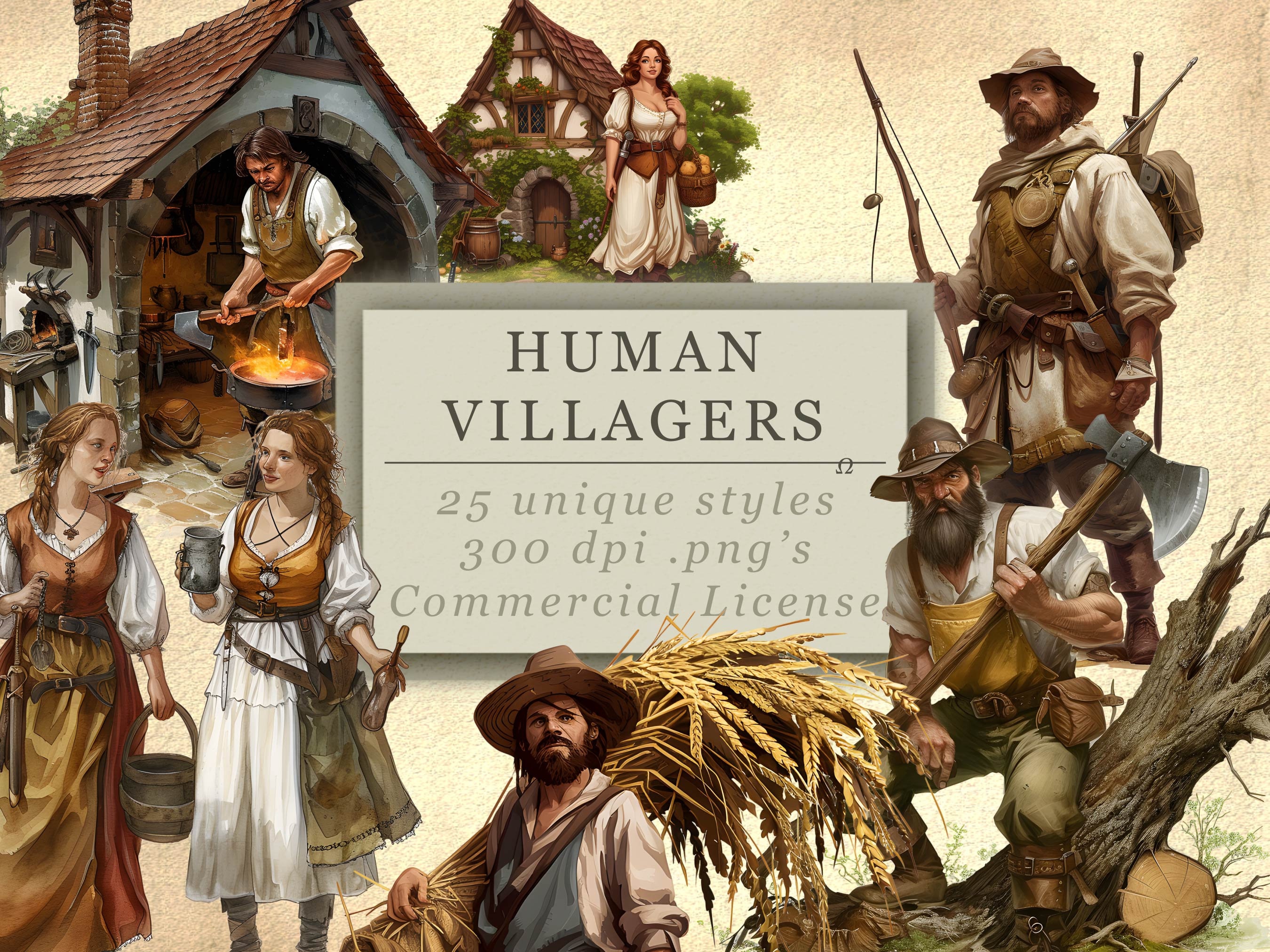 Human Villagers NPC Clip Art Collection for Art and Design, RPG ...