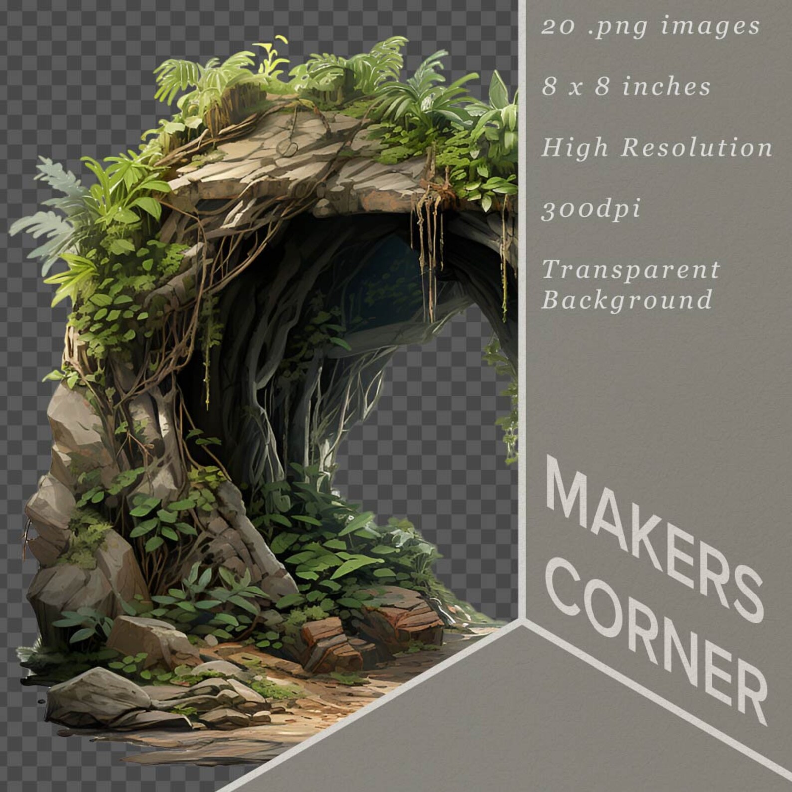 Cave Entrances Clip Art Collection - Fantasy Dungeon Graphics - Quest ...