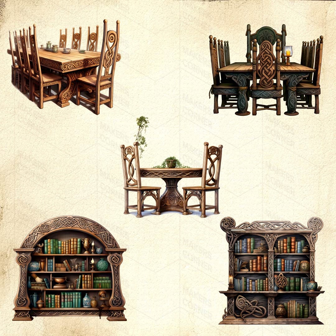 Celtic Furniture Clip Art Collection Fantasy Rooms and Furniture ...