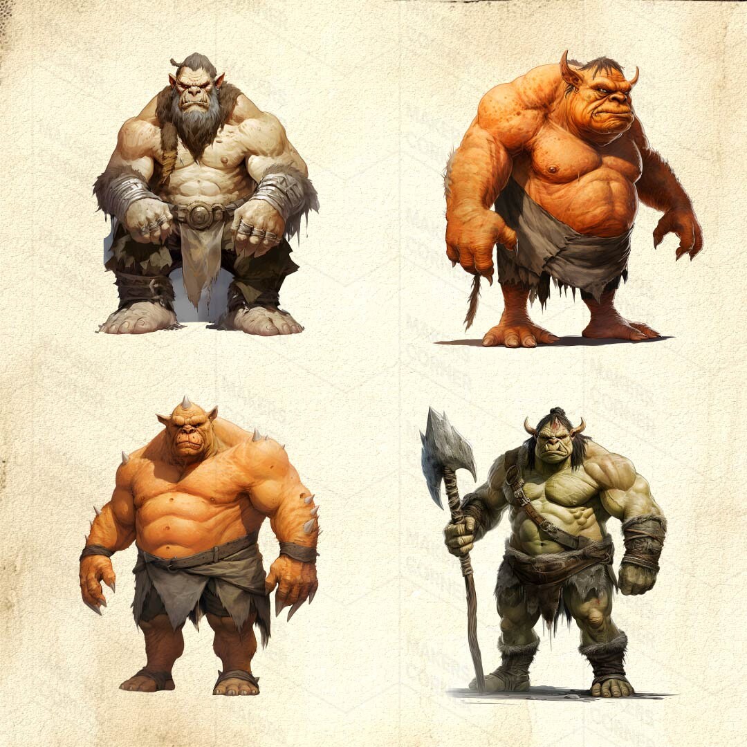 Monstrous Ogres Clip Art Collection for Art and Design, Games Night ...