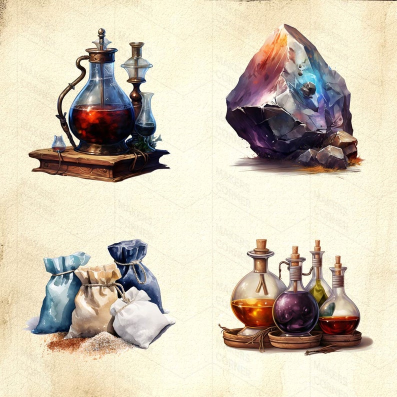 Alchemist Supplies Clip Art Collection for Art and Design - Etsy