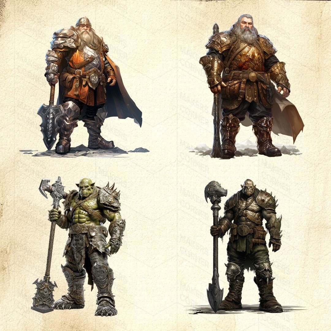 Ferocious Fighters Clip Art Collection for Art and Design, RPG, Games ...