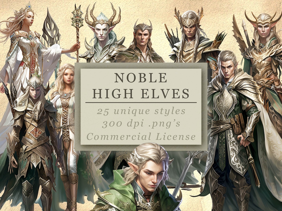 Noble High Elves Clip Art Collection for Art and Design, RPG Graphics ...