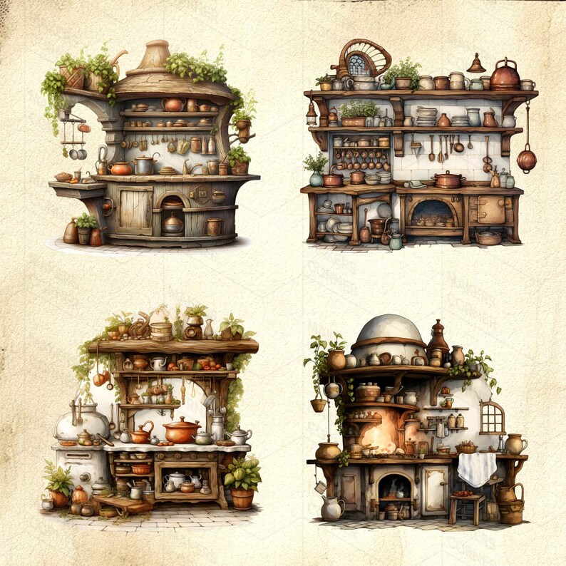 Fantasy Kitchen Clip Art Collection - Fantasy Rooms and Furniture ...