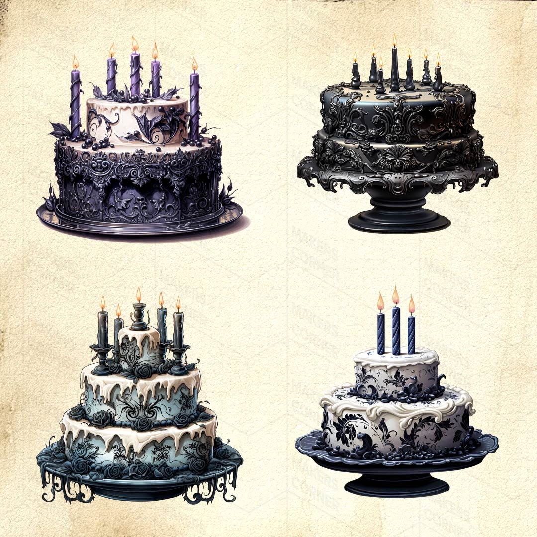 Gothic Halloween Cakes Clip Art Collection for Art and Design - Etsy
