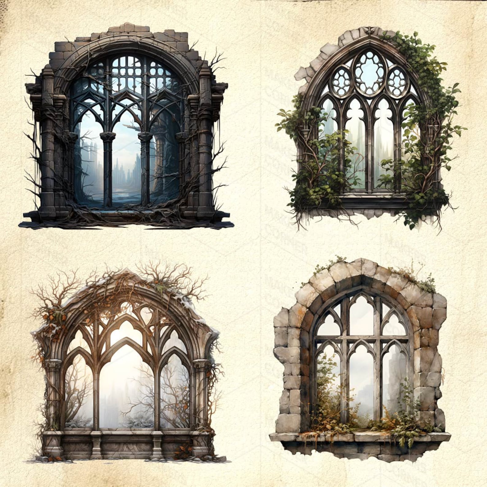 Fantastical Windows Clip Art Collection for Fantasy Art and Design ...
