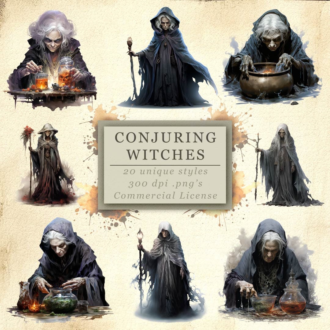 Scary Halloween Clip Art Bundle for Art and Design, Halloween Graphics ...