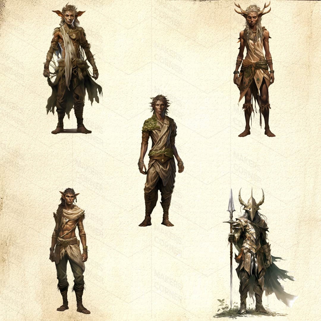 Mysterious Wood Elves Clip Art Collection for Art and Design, RPG ...