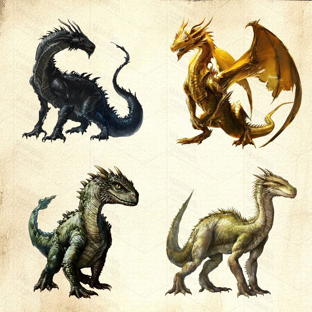 Enchanting Drakes & Dragons Clip Art Collection for Fantasy Art and ...