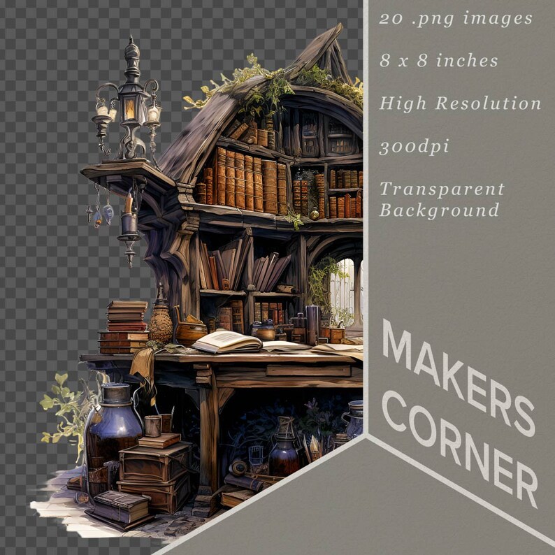 Enchanting Wizard Study Desk Clip Art Collection Fantasy Dungeon Master ...