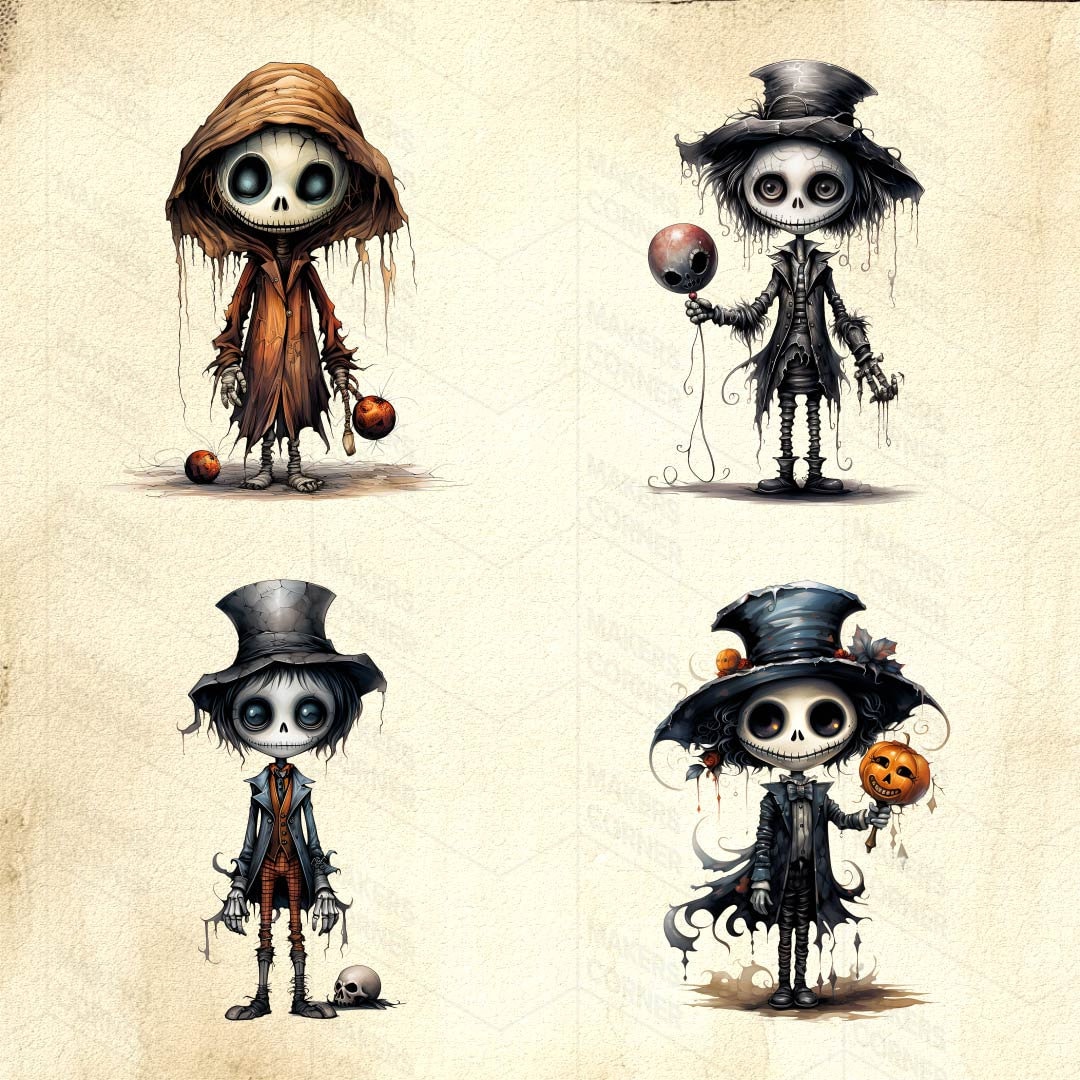 Halloween Skeletons Clip Art Collection for Art and Design - Etsy