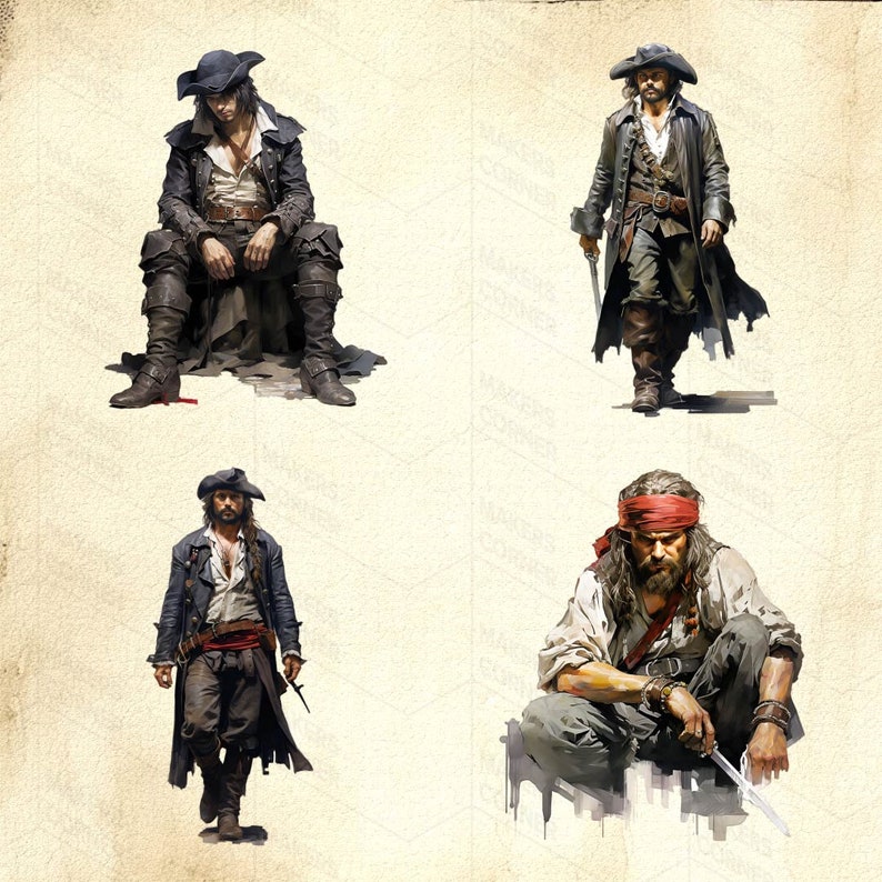 Seafaring Pirates Clip Art Collection for Art and Design - Etsy